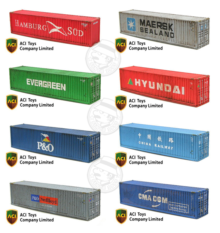 ACI Toys - 1/150 Scale - 40 Feet Container - (Version B-Worn) (set of 8)