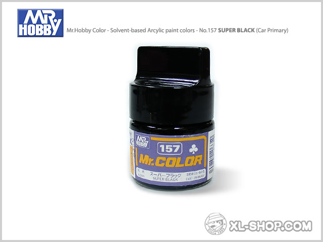 Mr.Hobby Color - Solvent-based Arcylic paint colors - No.157 SUPR BLACK ...