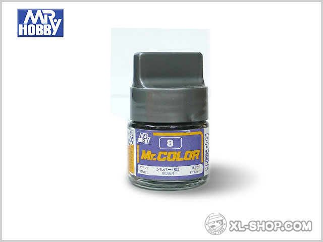 Mr.Hobby Color - Solvent-based Arcylic paint colors - No.8 Silver (Metalic)