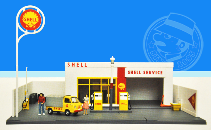 TomyTec - Limited Vintage - 1/64 TOMICARAMA - 02A Shell Gas Station